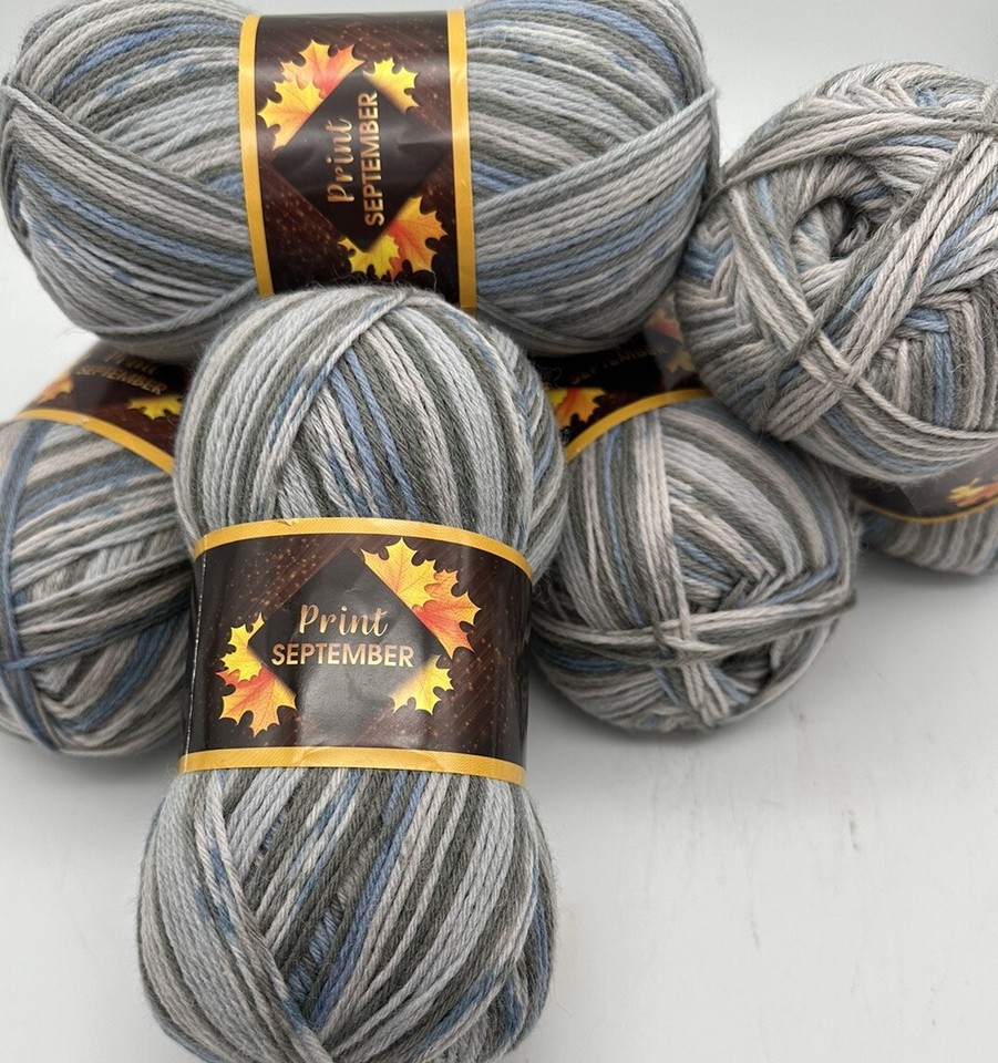 Eylul Wool Blend Sock Yarn Knitting Crochet - 5x140g Balls - Blue ...