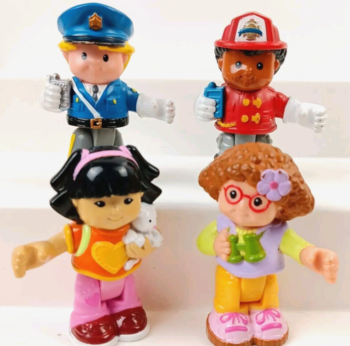 Fisher Price Little People Bendable Figures Lot of 4 Fireman Policeman ...