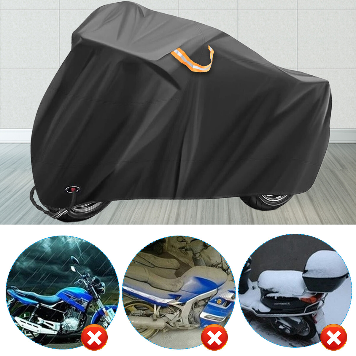 Heavy Duty Waterproof Motorcycle Motorbike Cover Outdoor Rain Dust UV ...