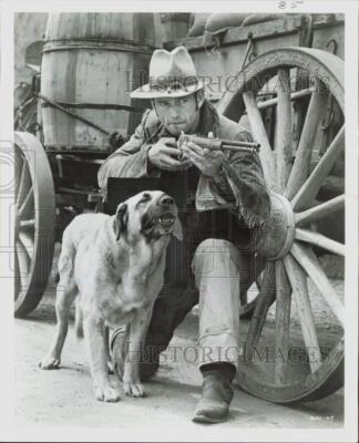 1968 Press Photo Actor Ralph Taeger with Dog in "Hondo" Film - kfp08099 ...