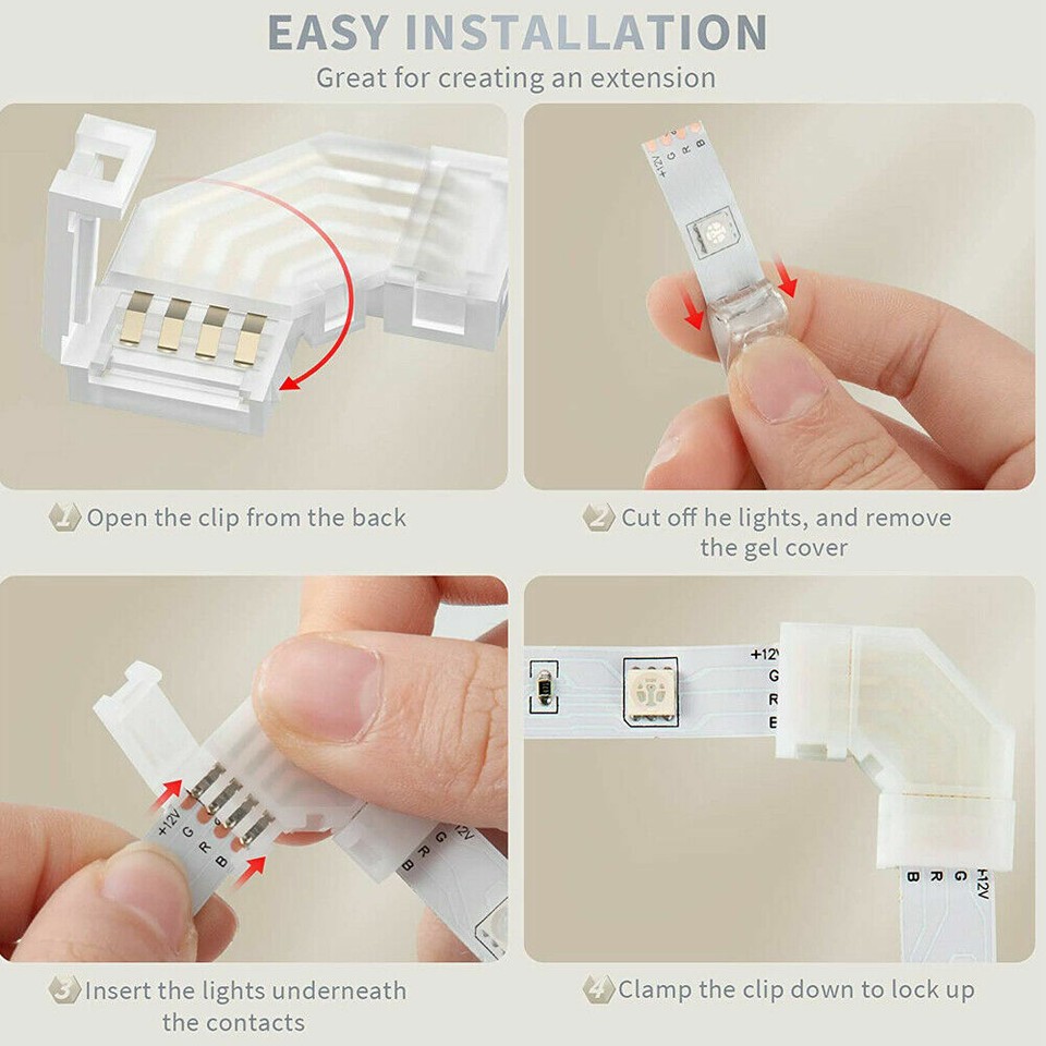 2Pin 4Pin 6pin LED Strip RGB cct Extension Cable Wire Adapter Clip ...