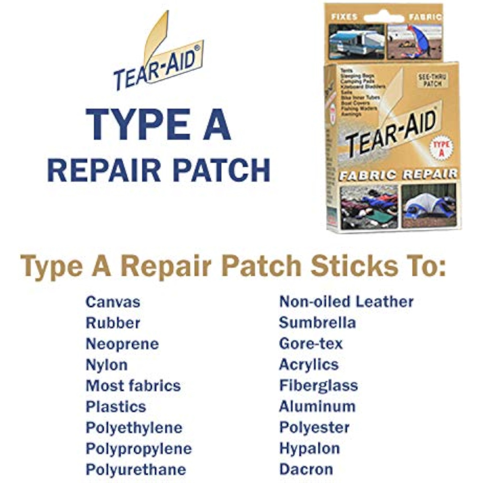 Tear-Aid Fabric Repair Kit, 3 in x 5 ft Roll, Type A | eBay