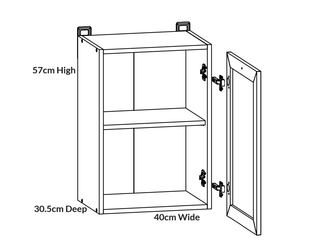 Kitchen Wall Unit Cabinet 400mm Cupboard Chalk White Gloss L R Door ...