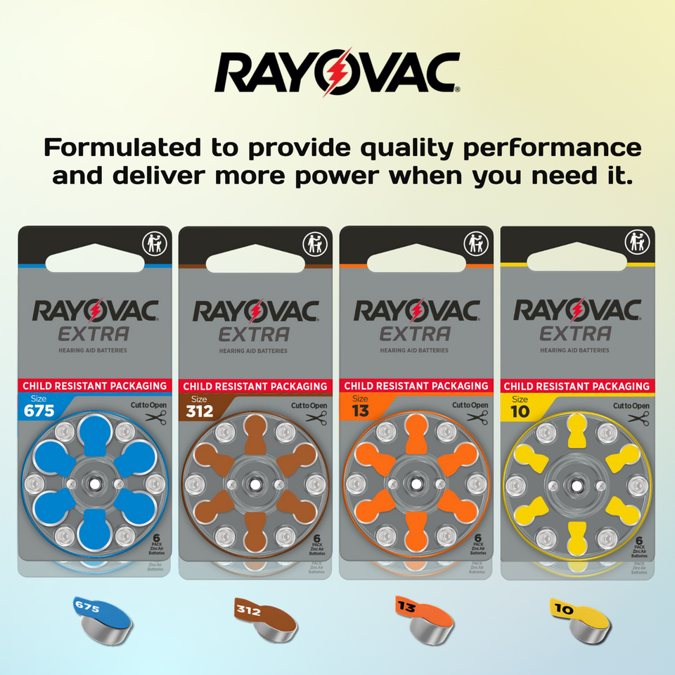 Rayovac Extra Size 675 Batteries PR44 Zinc Air 1.45V Hearing Aid (60 ...