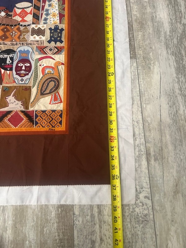 Signed African Applique Textile Narrative Story Folk Art Cloth Wall ...