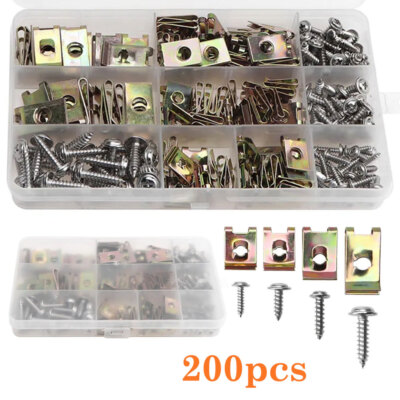 200pcs Assorted Spire Clip U Nuts Captive Speed Fasteners Self Tapping ...