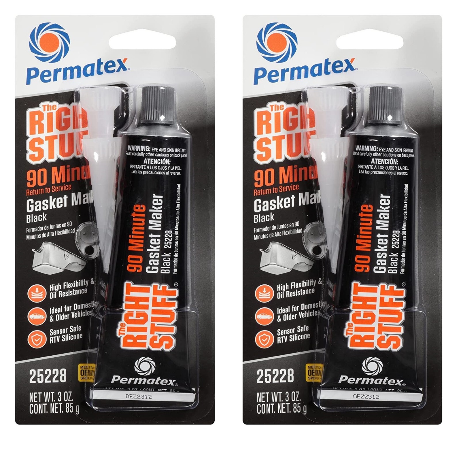 Permatex Pair Set of 2 The Right Stuff 90 Minute Black Gasket Maker ...