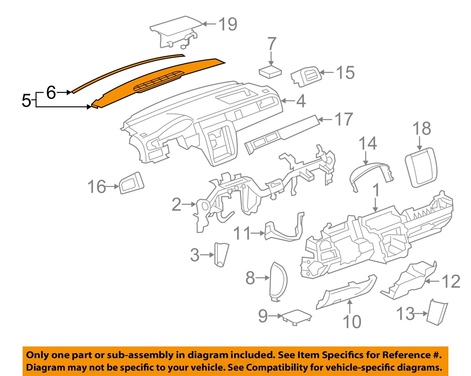 TAHOE YUKON AVALANCHE TAN CASHMERE UPPER DASH PANEL 2007-2014 NEW ...