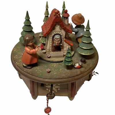VTG Thorens Wood Craft Hansel & Gretel & WITCH Music Box “Moon River ...