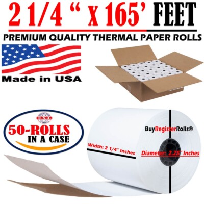 50 Rolls 2 1/4" (58mm) X 165 Ft. Cash Register Paper Rolls Sharp XEA507 ...