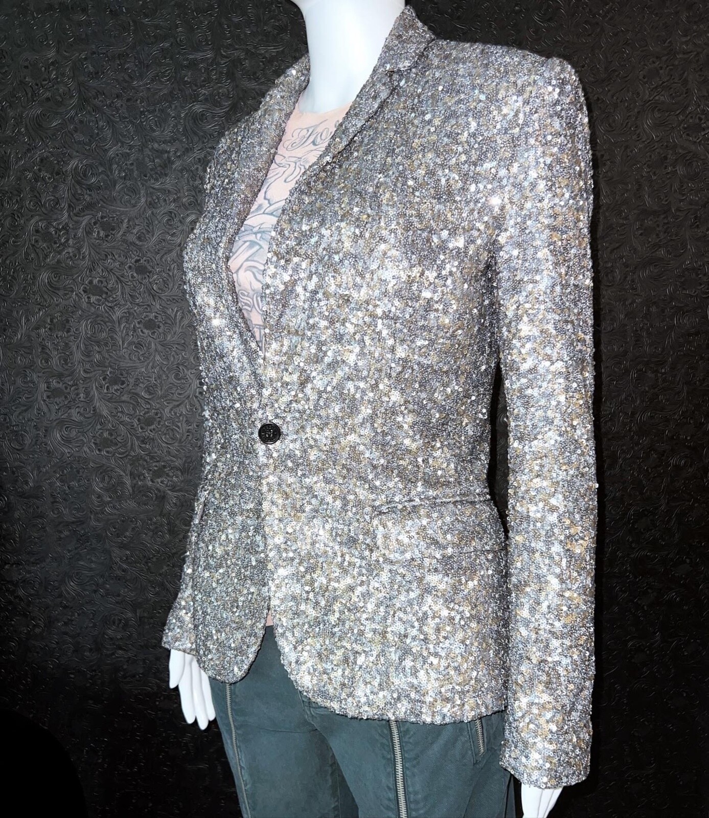 Zadig & Voltaire Deluxe Silver Gold Micro Sequin Snap… - Gem