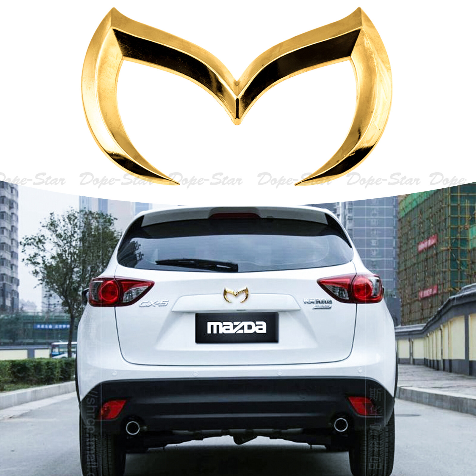 Gold Evil M Emblem Front Rear Trunk Badge Sticker For Mazda 3 5 6 MX-5 ...