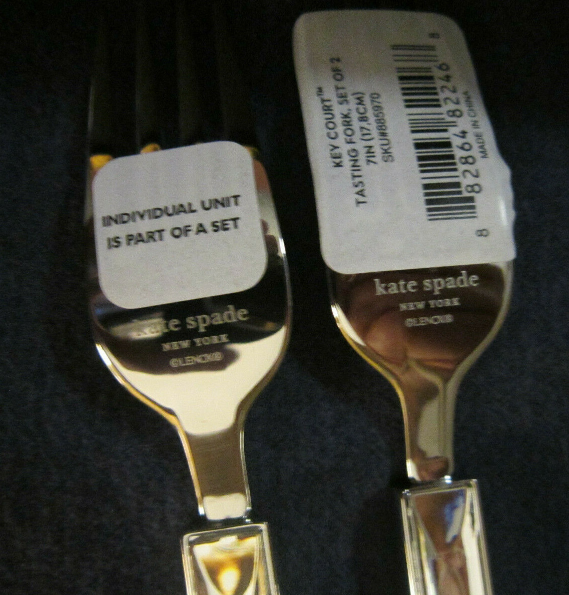 set/2 KATE SPADE tasting forks KEY COURT wedding~bridal~appetizer ...