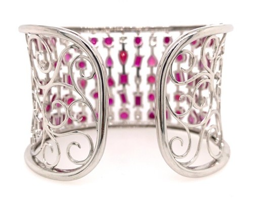 28.6cts Ruby & Lab Created Diamond .925 Sterling Silver Statement Cuff Bracelet | eBay