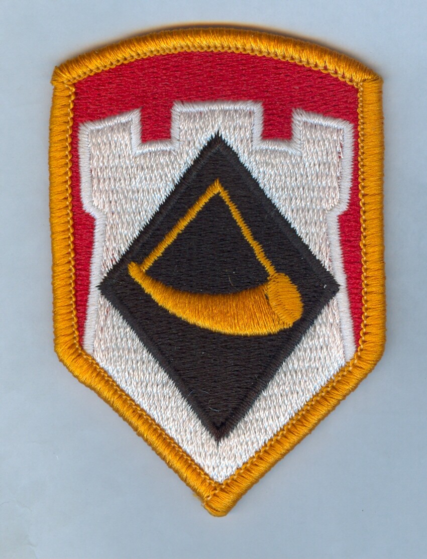 NEW ISSUE SSI: 111th Engineer Brigade (GOLD POWDER HORN VAR) ... HARD ...