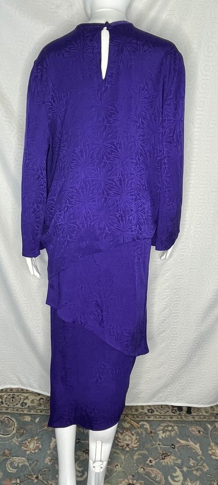 Vintage 80s David Josef Silk Skirt Top Set Large Purple | eBay