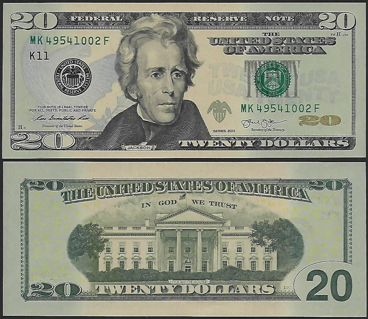 20 Dollar Bill Front Actual Size 1985 Vintage 20 Dollar Bill Etsy