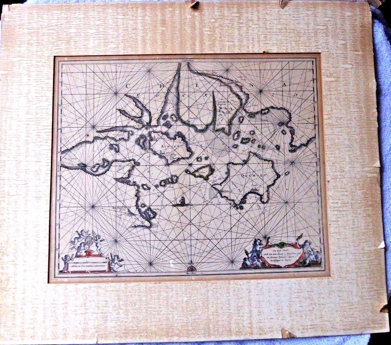 ANTIQUE MAP KINMEN ISLANDS TAIWAN S. CHINA SEA QUEMOEY PIRATE KOXINGA c ...