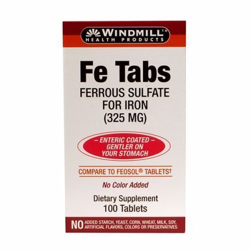 Fe Tabs Ferrous Sulfate 100 Tabs By Windmill Health 35046000806| eBay