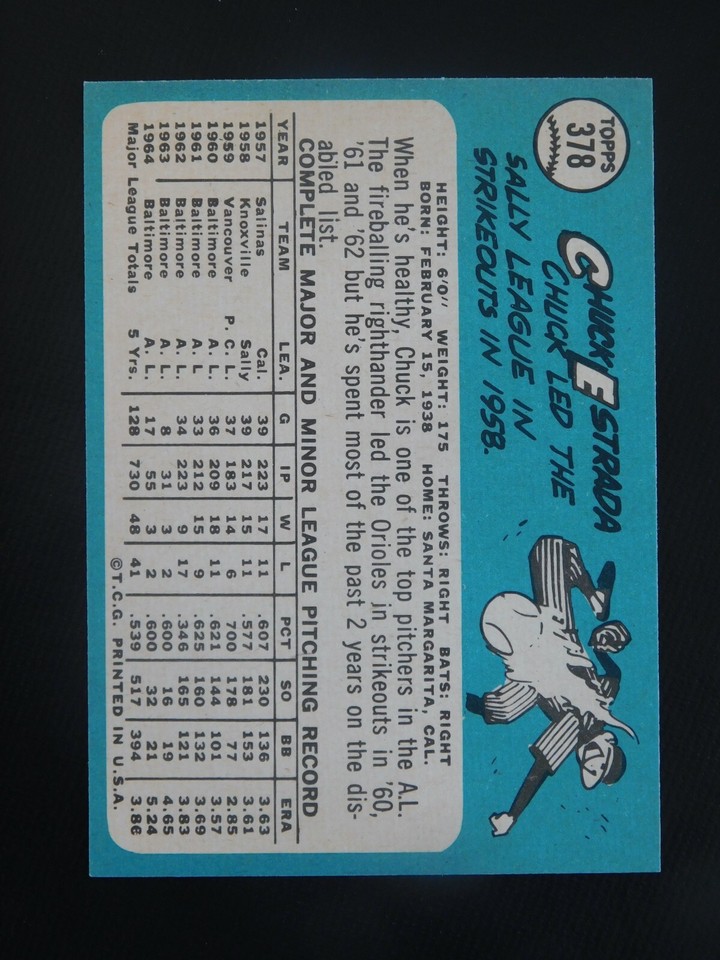 1965 Topps Baseball Card #378 Chuck Estrada (NM-MT) | eBay