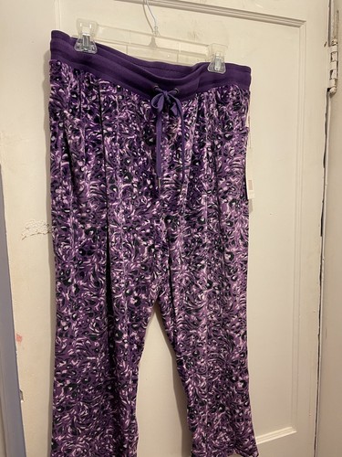 NWT Lularoe Crystal Kick Flare Crop Pant Cozy Size 1X Velour Purple ...