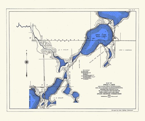 1915 Map of Swag Lake Kossuth County Iowa Burt Lake | eBay