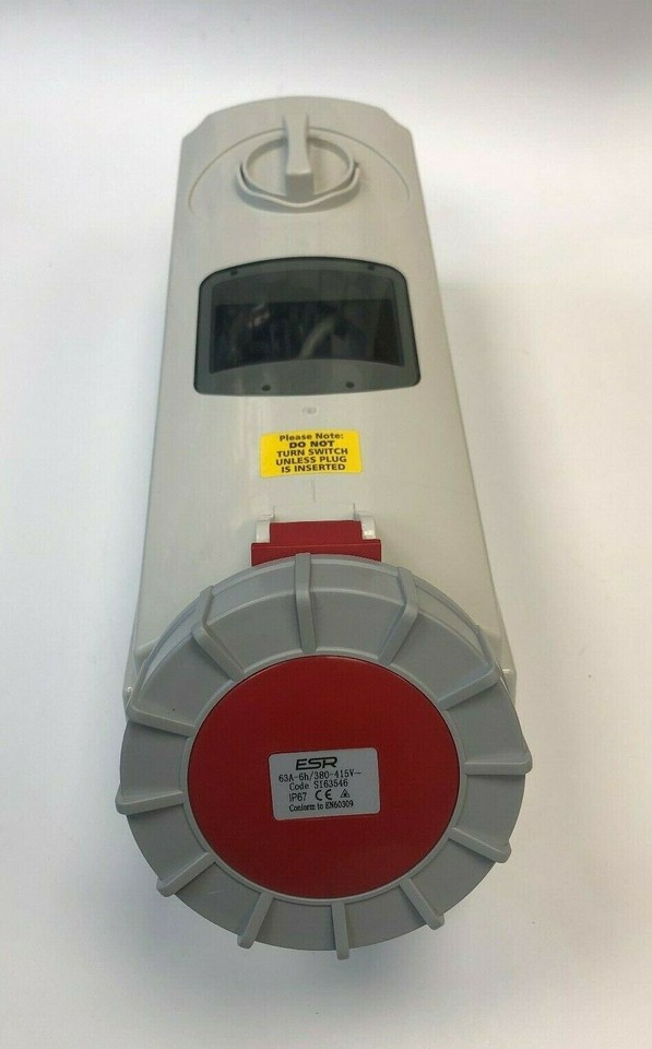 Red 63A Switched Interlock Socket & Plug 5 Pin 3P+N+E IP67 415V 63Amp 3 ...