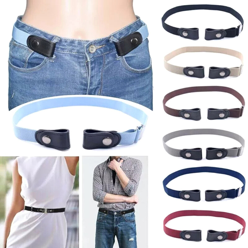 Unisex Buckle-Free Elastic Belts Invisible Belt for Jeans No Bulge ...