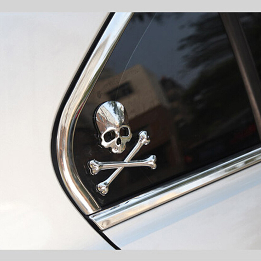 Skull Bone 3D Car Chrome Emblem Badge Logo Decal Metal Sticker Decor ...