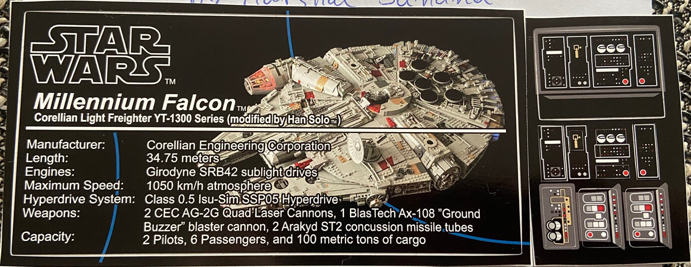 Lego Star Wars UCS Sticker MOC Millennium Falcon Marshal Banana ...