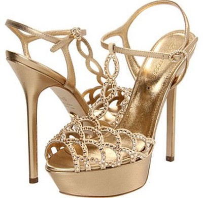 $1375 New Sergio Rossi CRYSTAL VAGUE Gold STRASS Wedding Eve Platform ...