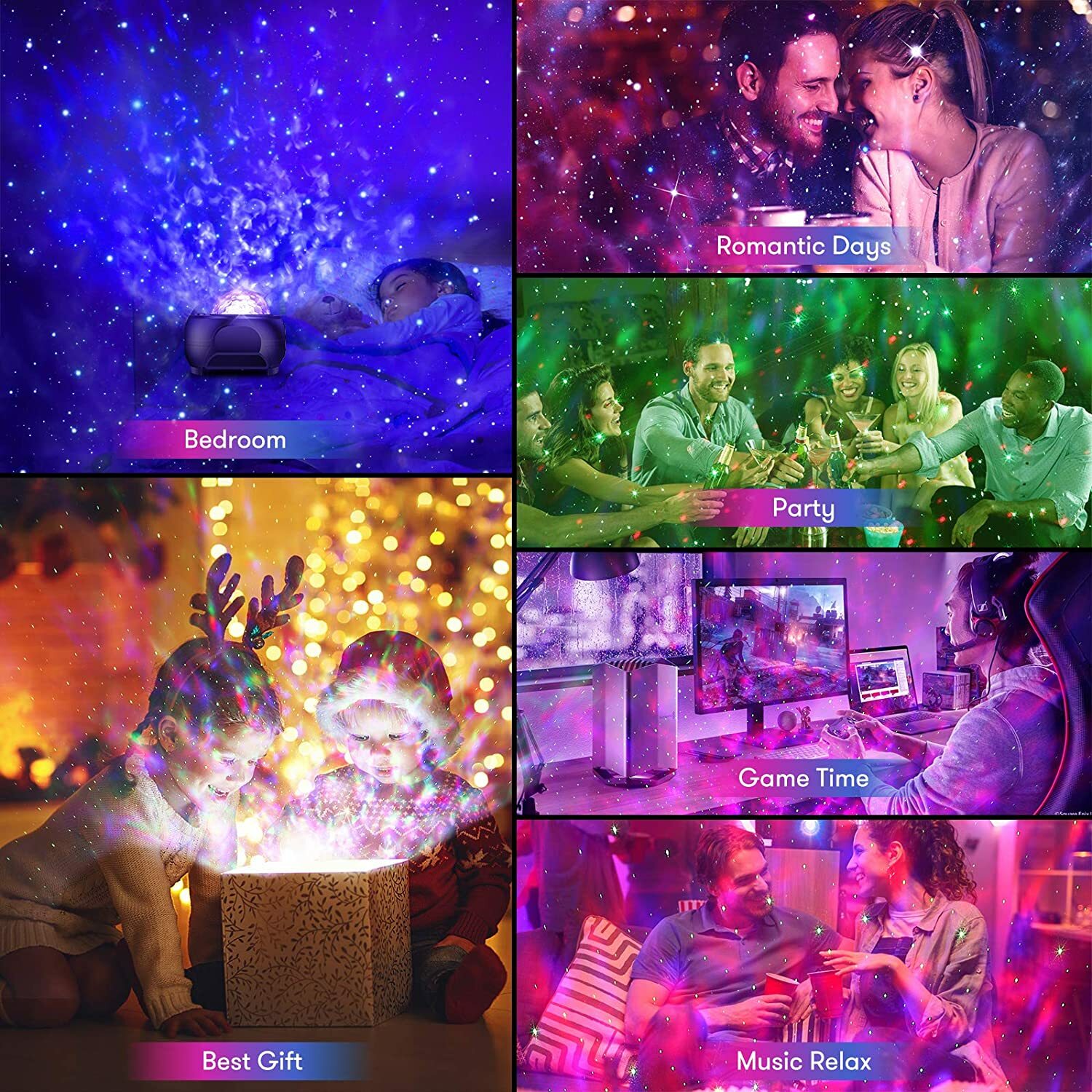 Remote Control Projector LED Ocean Galaxy Starry Night Light Bluetooth ...