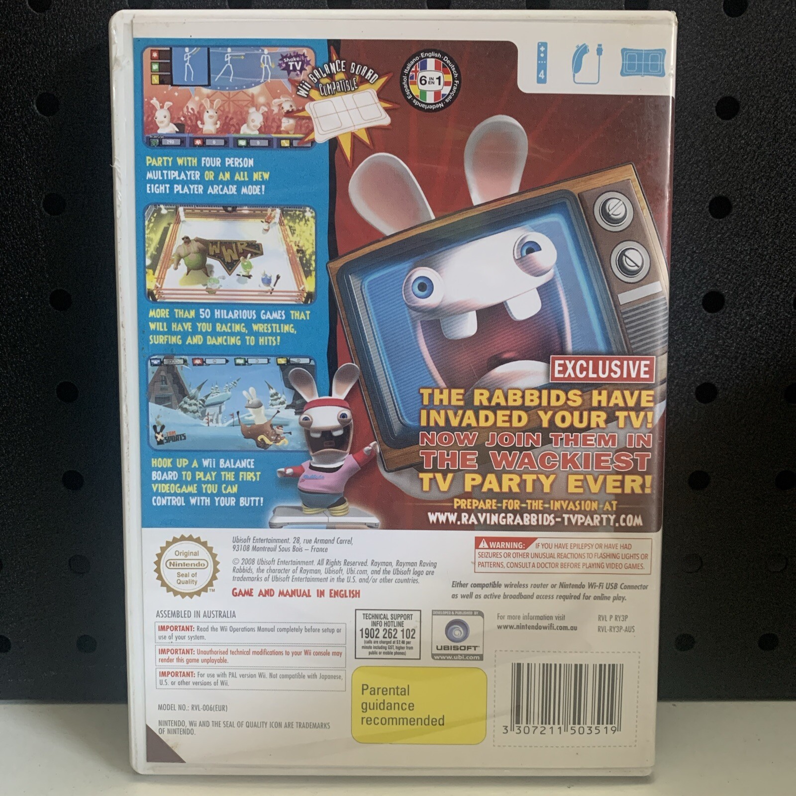 Rayman Raving Rabbids TV Party Nintendo Wii Game w' Manual Disc in ...