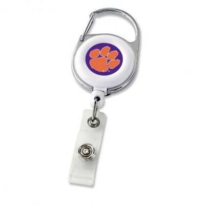 Clemson Tigers 24 inch Heavy Duty Retractable Nylon Cord Carabiner Clip ...