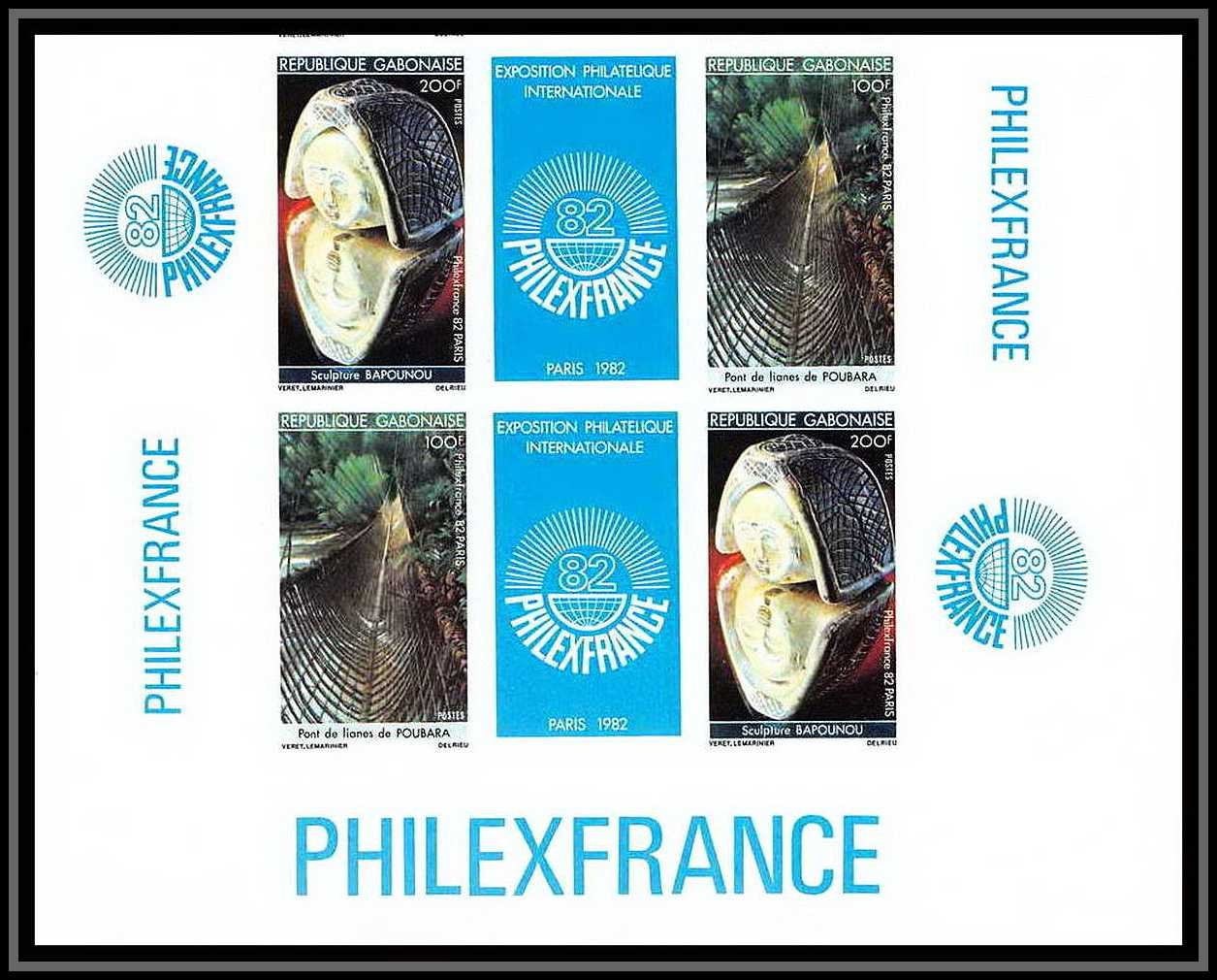 90720b gabon gabonaise N°494 a philexfrance 1982 sculpture pont de ...