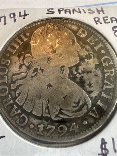 8 Reales 1794 Spanish Colonial Silver Old Coin Pirate Era Mexico ...