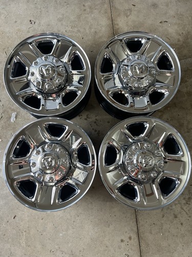 (4) 18" DODGE RAM 2500 3500 FACTORY OEM CHROME CLAD STEEL WHEELS 18x8 ...