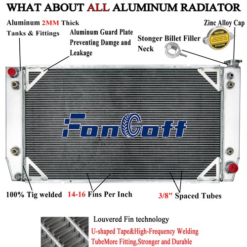 4 Row Aluminum Radiator For 1988-2000 Chevy GMC C/K 2500 3500 7.4L 454 ...