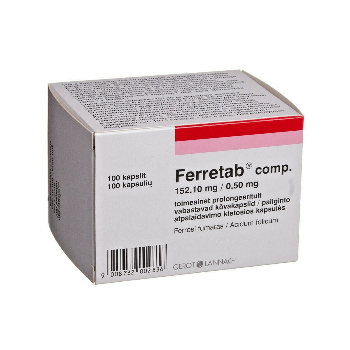 Ferretab 100 prolonged-release capsules. For iron and folic acid ...