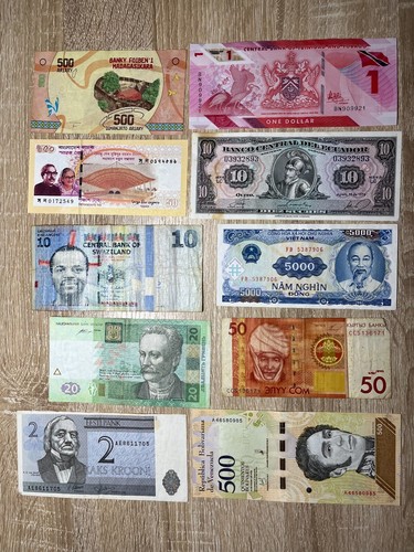 Set of 10 Circulated Unique Foreign Banknotes World Currency ...