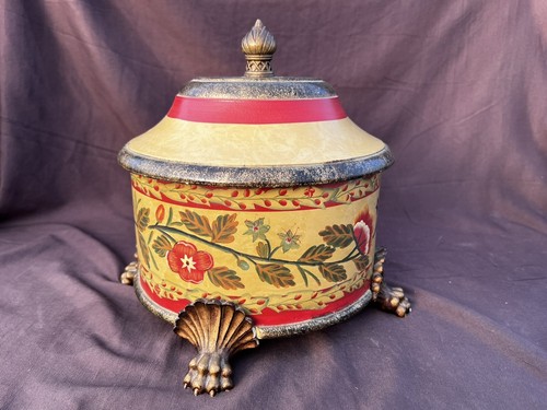 Castilian Imports Claw Feet Round Hand painted Storage Wooden Box | eBay