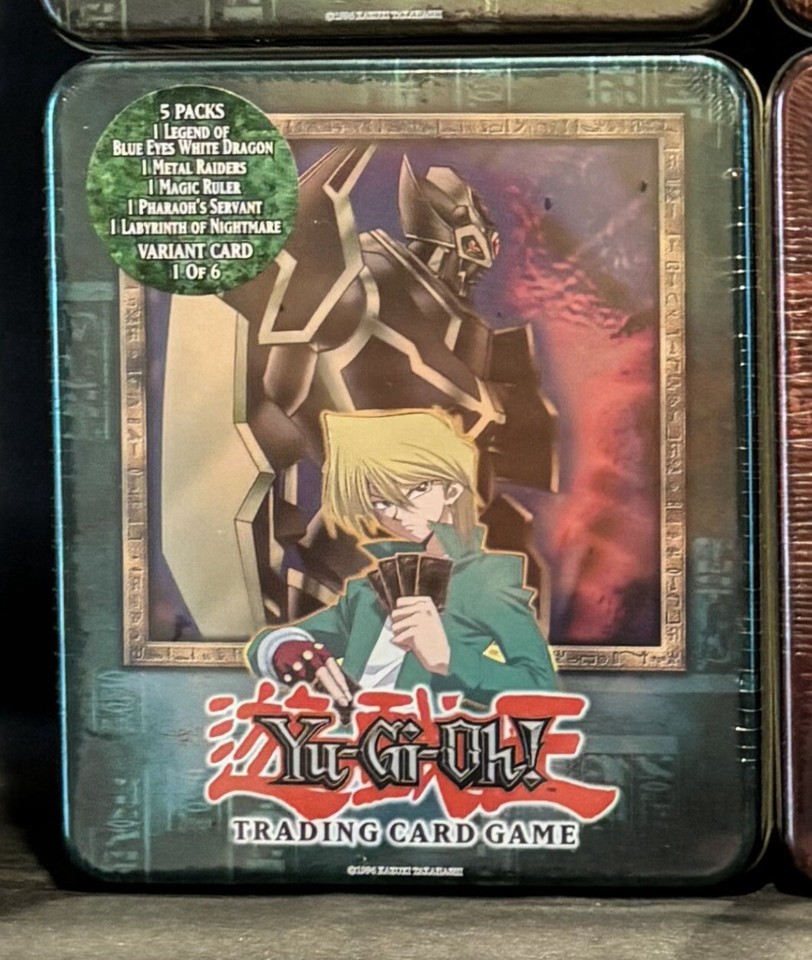 YUGIOH 2003 COLLECTOR 6 TINS SET, EACH TIN; 5 PCKS +1 VAR. CARD, FACT ...