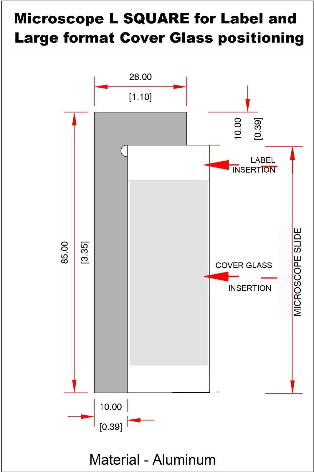 Microscope L Square for slide label mounting and cover glass ...