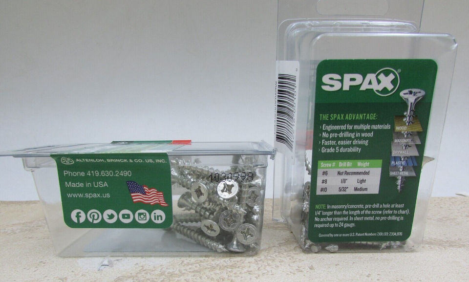 2 PACK SPAX #8 x 1-1/2-in Zinc-Plated Multi-Material Interior Wood ...
