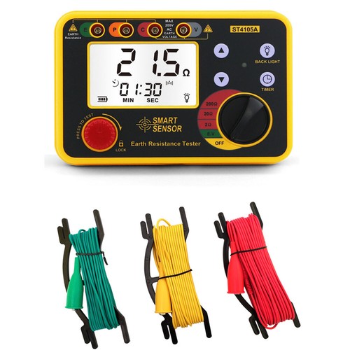 ST4105A Digital Earth Ground Resistance Meter Tester Range 0-200 Ohm ...
