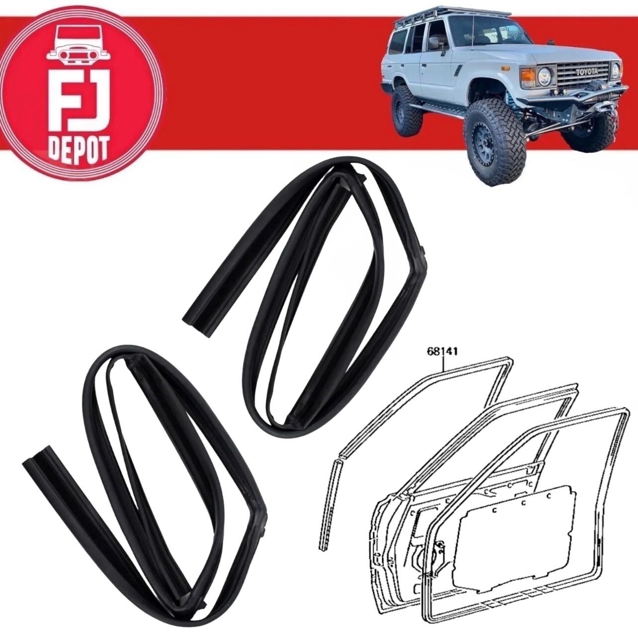 Glass Run Door Channel Seal Rubber FJ60 FJ62 HJ60 Toyota Land Cruiser ...