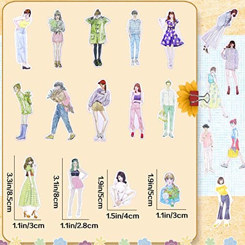 200 Pcs People Stickers Girl Scrapbook Sticker Clothes Girls Sticker ...