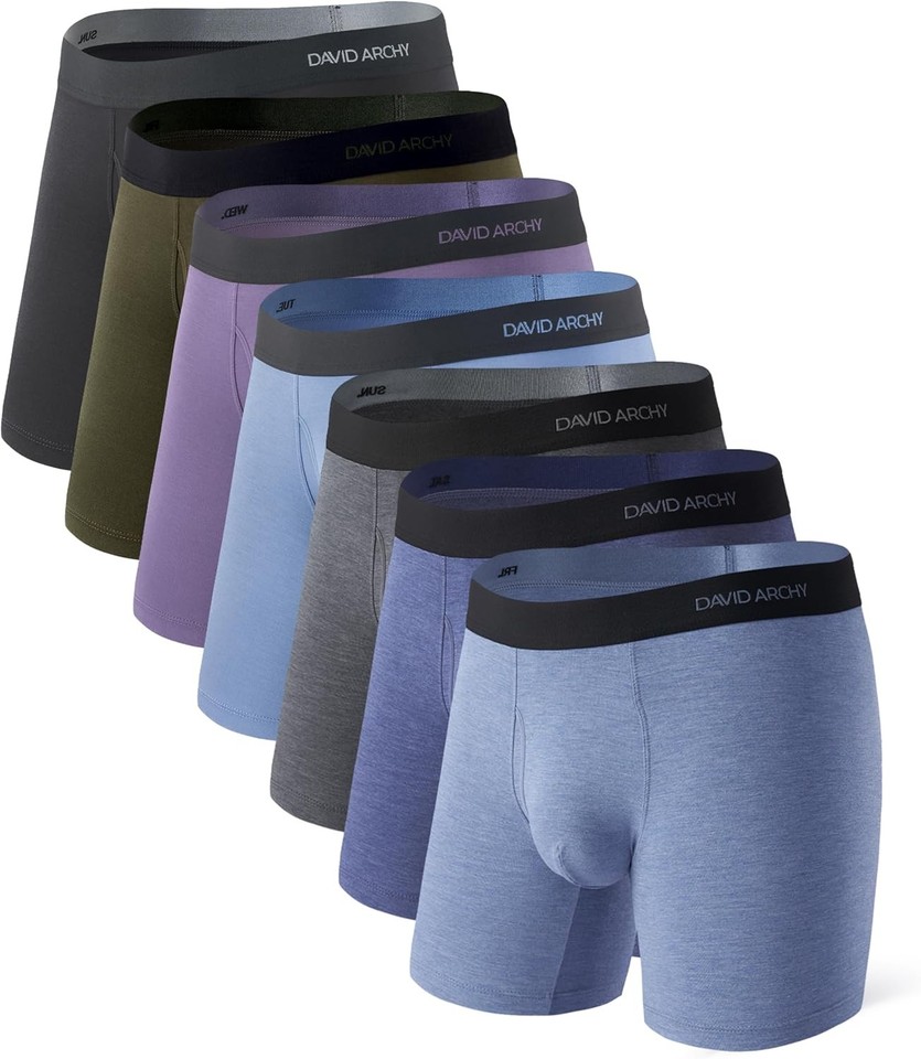 DAVID ARCHY Mens Underwear Rayon Made Bamboo 7-Pack, Wicking-Moisture ...