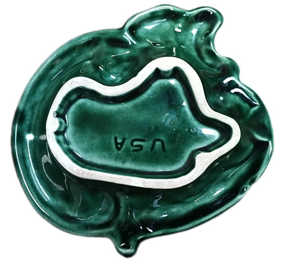 Vintage USA Made green Ash Tray Candy Dish #0183 | eBay