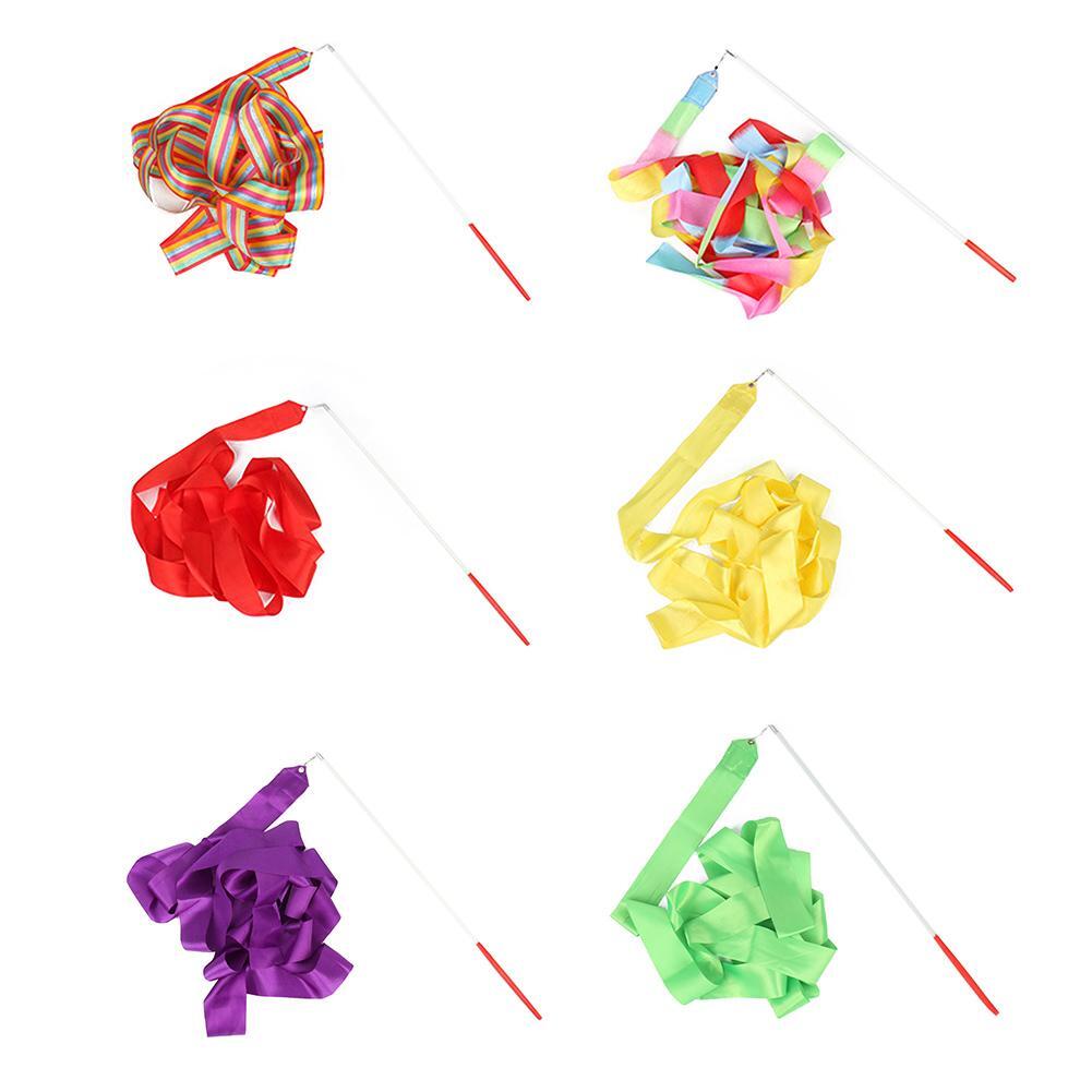 AU 2m Gym Dance Ribbons Training Rainbow Stick Art Ballet Streamer for ...